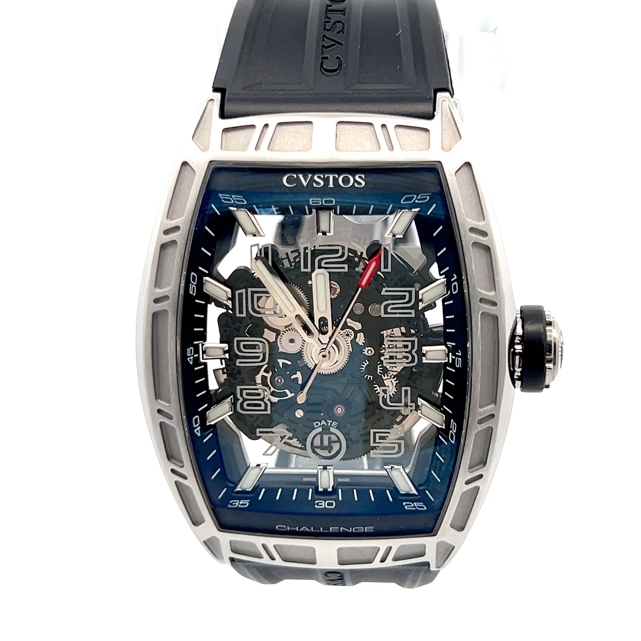 Mens CVSTOS Challenge II Jetliner Skeleton Watch With Rubber Strap Aut ...